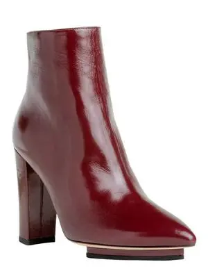 BEAUTIISOLES Tessa Pointed Toe Platform Booties - Burgundy