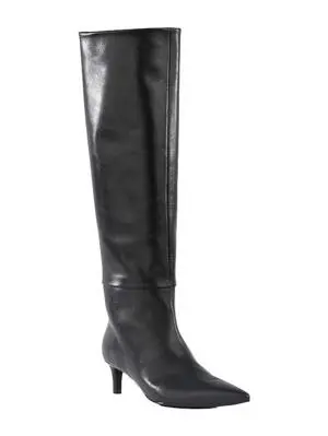 Seychelles Rose Over-the-knee Kitten Heel Boots - Black Leather