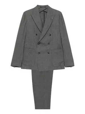 Tagliatore Dogtooth-pattern Suit - Black