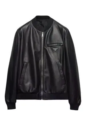 Prada Leather Bomber Jacket - Black