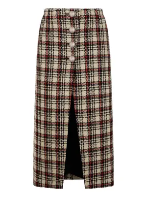 Rabanne Tartan-pattern Midi Skirt - Neutrals