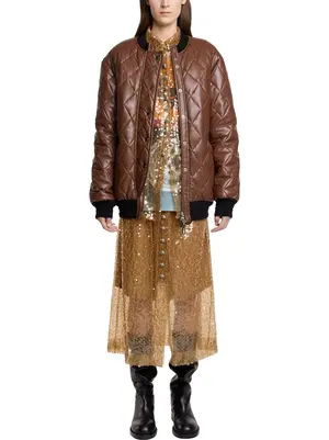 Rabanne Long Quilted Blouson - Brown