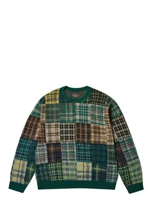 PALACE X Beams Plus Patchwork Jacquard Knit Crewneck - Green