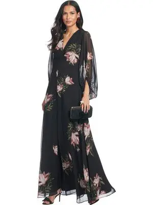 Sachin & Babi Jenny Printed Gown - Noir Blossom