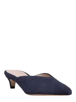 BEAUTIISOLES Gal Pointed Toe Kitten Heel Mule - Navy