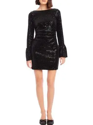 Fifteen Twenty Laurel Sequin Velvet Mini Dress - Black