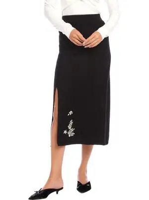 Fifteen Twenty Brett Floral Embellished Sweater Skirt - Black