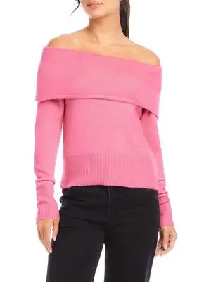 Fifteen Twenty Monique Off The Shoulder Sweater - Pink