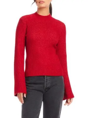 Fifteen Twenty Brielle Mock Neck Sweater - Red