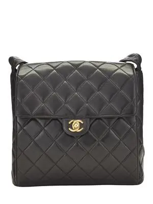 Chanel Quilted Lambskin Flap Shoulder Bag - Black