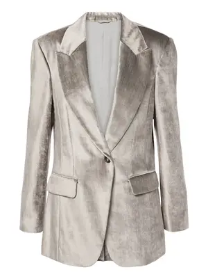 Brunello Cucinelli Cotton-blend Velvet Blazer - Grey