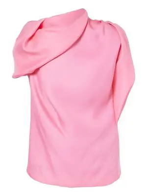 Dries Van Noten Draped Silk Satin Top - Pink