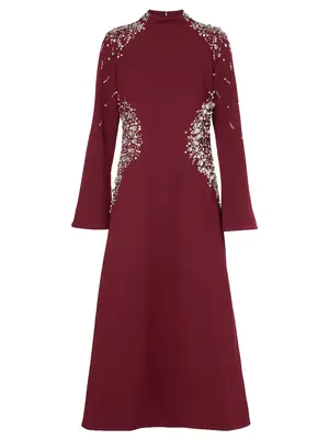 Simkhai Odetta Embellished Crêpe Midi Dress - Burgundy