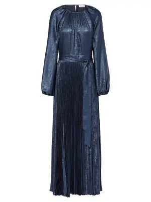 Simkhai Varenya Pleated Satin Maxi Dress - Blue