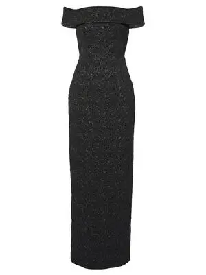 EMILIA WICKSTEAD Sima Off-shoulder Seersucker Cloqué Gown - Black