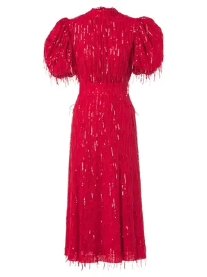 Remain Birger Christensen Sequined Midi Dress - Red