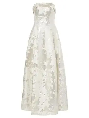 Simkhai Octavia Lamé Jacquard Corset Gown - Silver