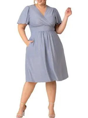 KIYONNA Kiyonna Crystal Cove Metallic Cocktail Dress Celestial Sparkle