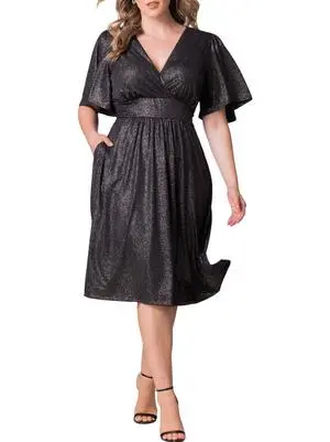 KIYONNA Crystal Cove Metallic Cocktail Dress - Silver Starlight