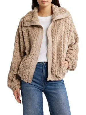 THREAD & SUPPLY Thread & Supply Cable Stitch Fleece Jacket Beige