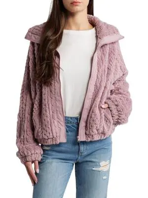 THREAD & SUPPLY Thread & Supply Cable Stitch Fleece Jacket Dusty Pink