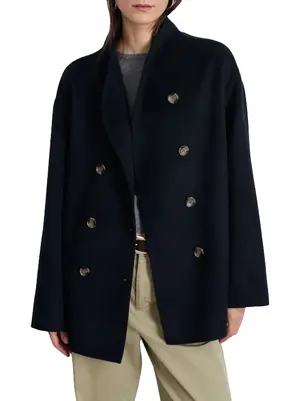 ALEX MILL Sophia Wool Blend Coat - Dark Navy