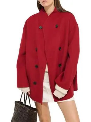 ALEX MILL Sophia Wool Blend Coat - Red