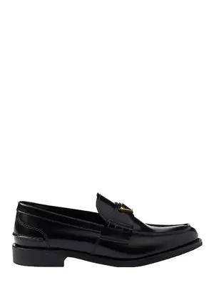 Prada Logo-plaque Brushed Leather Loafers - Black