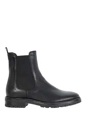 DUNE Poema Cleated-sole Leather Chelsea Boots - Black Leather