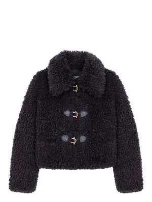Maje Collar Long-sleeve Faux-shearling Jacket - Noir / Gris
