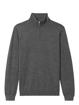 REISS Blackhall Funnel-neck Wool Jumper - Derby Grey Marl