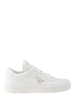 Prada Downtown Logo-plaque Leather Low-top Trainers - White