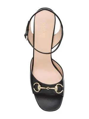 Gucci Lady Horsebit Leather Sandals - Black