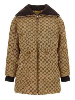 Gucci Gg Fabric Down Jacket - Beige