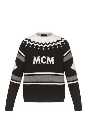 Mcm Apresski Logo Knit Sweater - Black/white