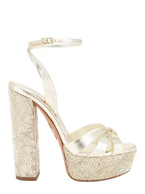 AQUAZZURA La Nuit 140 Plateau Sandals - Platino