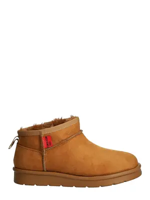 Moschino Logo-patch Shearling Boots - Brown