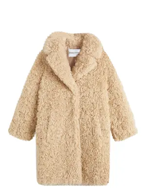 STAND STUDIO Camille Cocoon Midi Faux Fur Coat - Natural Beige