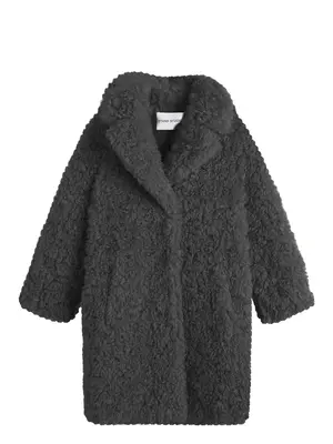 STAND STUDIO Camille Cocoon Midi Faux Fur Coat - Smoke Grey
