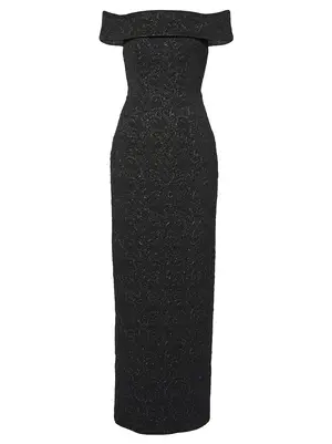 EMILIA WICKSTEAD Sima Off-shoulder Seersucker Cloqué Gown - Black
