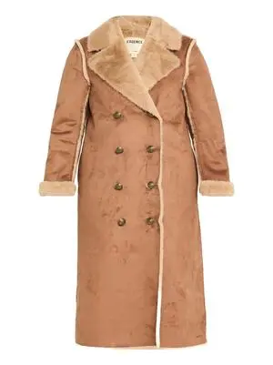 L'Agence Faux Fur Maxi Coat - Sepia Brow