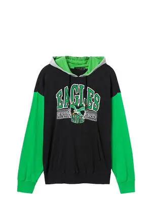Junk Food Clothing Nfl Philadelphia Eagles Tri Color Block Hoodie - Midnight/kelly/heather Grey
