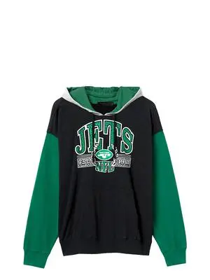 Junk Food Clothing Nfl New York Jets Tri Color Block Hoodie - Midnight/hunter/heather Grey