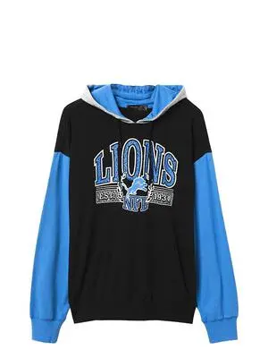 Junk Food Clothing Nfl Detroit Lions Tri Color Block Hoodie - Midnight/lions Blue/heather Grey