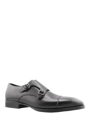 Gordon Rush Brayden Double Buckle Monk Strap Cap Toe Dress Shoes - Black