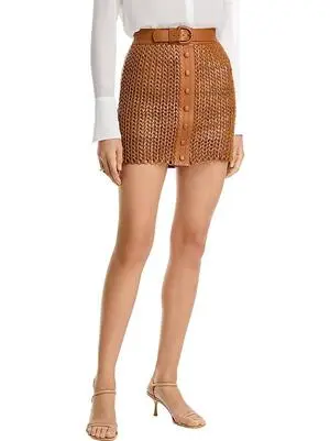 NONCHALANT LABEL Belted Leather Mini Skirt - Honey