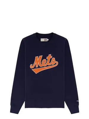 Aimé Leon Dore X New York Mets Chainstitch Crewneck Sweatshirt - Navy Blue