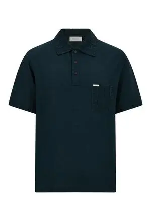 FERRAGAMO V-neck Polo With Jacquard Pocket Detail - Green
