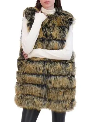Theia Theia Fox-Like Faux Fur Vest Brown
