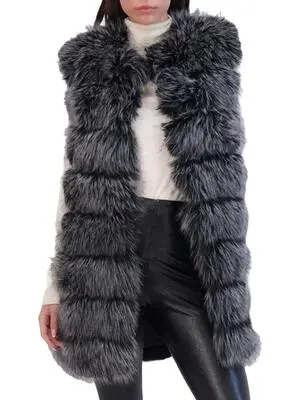 Theia Theia Fox-Like Faux Fur Vest Silver